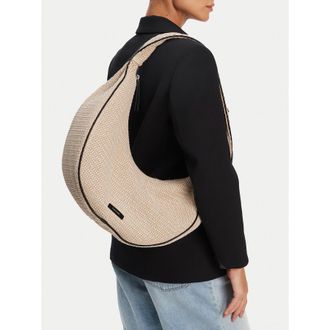 Calvin Klein Handtasche Calvin Klein Pinched Raffia Large Shoulder Ba LV04F3060G Beige
