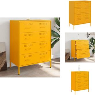 vidaXL Sideboard Senfgelb 68x39x89 cm Stahl - Industrielles Design - Sideboard - Regal - Stauraum - Metallschrank