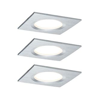 Paulmann 93895 Nova Plus LED Einbauleuchte inkl. Coin Basisset starr IP44 eckig 78x78mm 3x6W 230V dimmbar 2700K Alu gedreht Spot Einbaustrahler