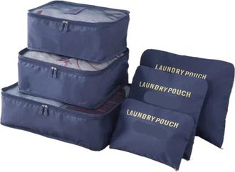 Generic 6-teiliges Reise-Aufbewahrungstaschen-Set for Kleidung, Organizer, Kleiderschrank, Koffer, Tasche, Schuhe, Verpackungsw&uuml;rfel(Navy)