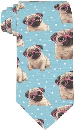 Generic Joyeux Chiot Carlin Cravatte Élégante Cravates Classique Cravates Hommes Pour Femmes Affaires Scolaires