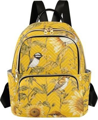 Mnsruu Mini sac à dos pour femme, tournesols jaunes, oiseaux, petits sacs à dos tendance pour femmes, sac à dos décontracté, Multi717, M