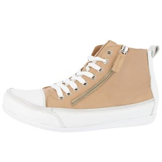 Andrea Conti Damen Stiefelette High Top Sneaker Leder cool und bequem 0345910, Gr&ouml;&szlig;e:37 EU, Farbe:Beige