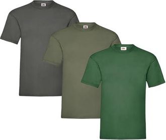Fruit Of The Loom Lot de 3 t-Shirts pour Homme, 1 x Olive, 1 x Vert Bouteille, 1 x Graphite avec 1 Bloc-Notes HL Kauf, L