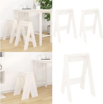 vidaXL Hocker 2 Stk. Weiß 40x40x60 cm Massivholz Kiefer - Hocker - Stuhl - Home & Living - Weiß