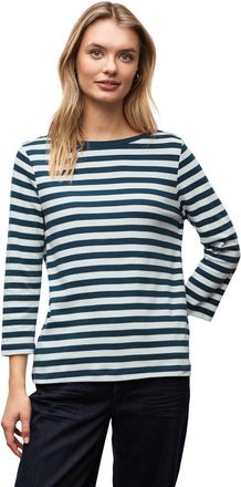 Street One Damen 3228127 Gestreiftes U-Boot Shirt, Tide Blue, 42