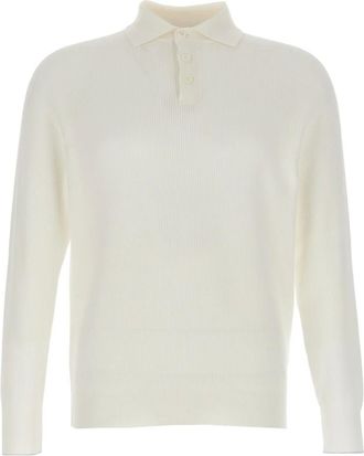 Brunello Cucinelli Homme, Tops, Blanc, Taille: 3XL Polo en maille de coton c&ocirc;tel&eacute;e