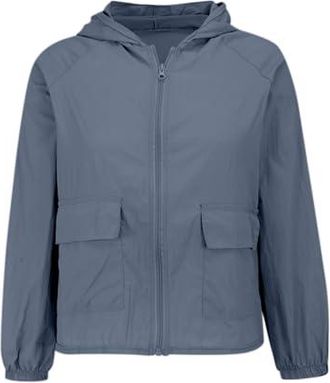 Generic Veste imperm&eacute;able l&eacute;g&egrave;re avec capuche pour femme - Vestes de sport avec poches - Veste polaire dext&eacute;rieur longue avec poches - Doudoune dhiver avec ca