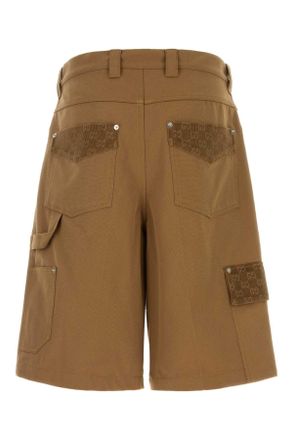 Gucci Mens Caramel Cotton Bermuda Shorts Camel Exterior: Pantaloni
