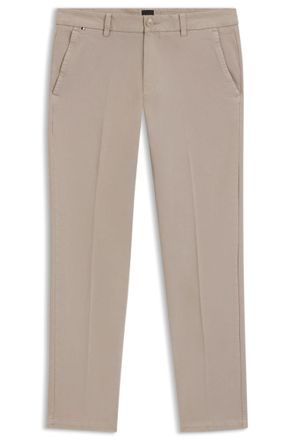 BOSS Herren H-Kaiton1 Slim-Fit Hose aus elastischer Baumwoll-Gabardine Hellbeige 35/34