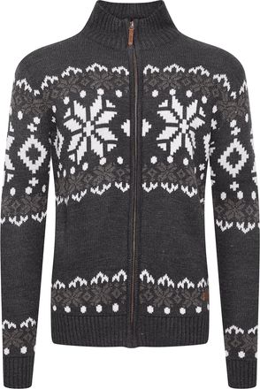 Solid SDNoran Herren Strickjacke Cardigan Grobstrick mit Stehkragen und Reißverschluss Norweger Muster, Größe:L, Farbe:DAR Grey M (798288)