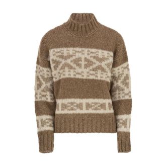 PESERICO Mock-Neck Fair Isle Strickpullover - - Knitwear - Damen - Braun - L