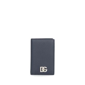 Dolce & Gabbana Calfskin Card Holder with Logo - - Accessories - Herren - Blau - ONE SIZE