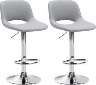 Clp 2er Set Barhocker Camden I Kunstleder-Bezug, Farbe:grau, Material Gestell:Metall in Chromoptik