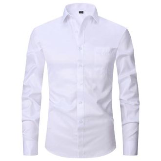 Generic Chemise &agrave; manches longues pour homme - Classique - Moderne - Coupe facile - Avec col Kent - En coton m&eacute;lang&eacute; - Pour la vie quotidienne, le bureau, les