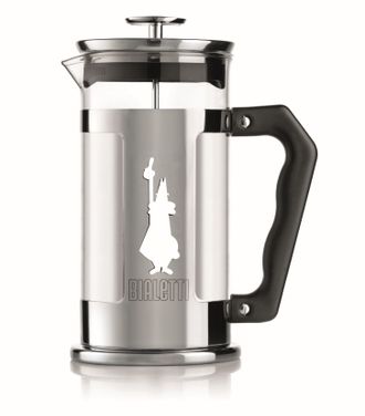 Bialetti Kaffeepresse Preziosa, French Press Filter für Kaffee oder Tee, Gehäuse aus Edelstahl und Behälter aus Borosilikatglas, spülmaschinenfest, 350 ml, für
