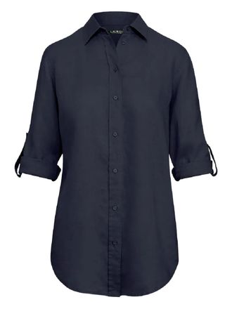 Lauren Ralph Lauren chemise en lin &agrave; boutonni&egrave;re - Bleu