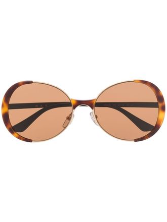 Marni Eyewear lunettes de soleil rondes &agrave; effet &eacute;cailles de tortue - Marron