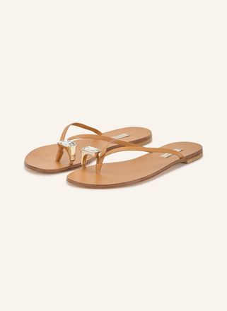 Casadei Casadei Zehentrenner Mit Schmucksteinen beige