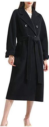 Generic Vestes pour femmes, coupe ajust&eacute;e, coupe-vent, manteau long, trench, veste dext&eacute;rieur &agrave; revers, Noir, M