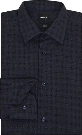 HUGO BOSS Gemustertes Hemd mit Kentkragen und Stretchanteil, Slim Fit in