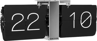 Karlsson Flip Uhr No Case Schwarz, Standfuß Verchrohmt, Metall, Black, 8.5 x 36 x 14 cm, KA5601BK
