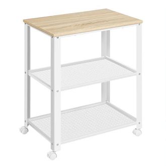 Woltu Chariot de Cuisine Chariot de Service étagère de Cuisine en métal et MDF,Desserte de Cuisine à roulettes Style rétro,60x40x76cm RW032dc (Noir+Chêne Cl