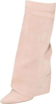 Generic Femme Bottes Hautes en Daim &Agrave; Talons Hauts Bout Pointu Semelle Antid&eacute;rapante Bottes &Eacute;l&eacute;gantes R&eacute;tro Ample Et Confortable Boots Chaussures Femme D&eacute;cont