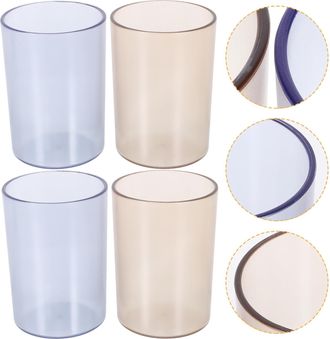 Angoily 4 St&uuml;ck Zahnb&uuml;rstenbecher und Mundsp&uuml;lbecher aus Wiederverwendbarem Kunststoff Transparent Mittelgro&szlig; Badezimmerbecher f&uuml;r Zuhause