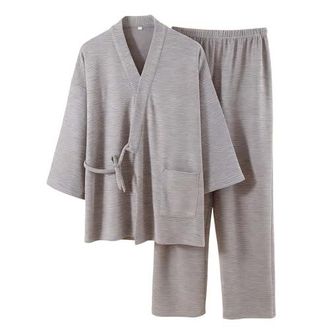 Generic Pyjama Homme Hiver Pyjama Polaire Homme Ensemble Deux Pi&egrave;ces Printemps Automne en Velours D&eacute;contract&eacute; Manches Longues Tenue Simple et Confortable