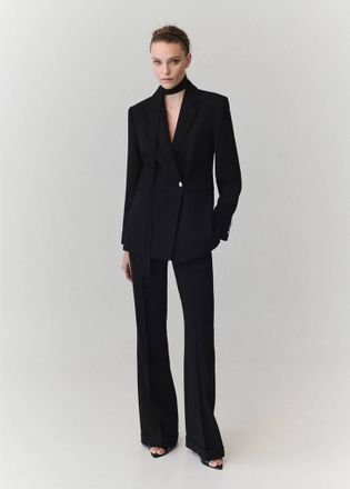Mango Pantalon flare coutures noir - Femme - 38 - MANGO