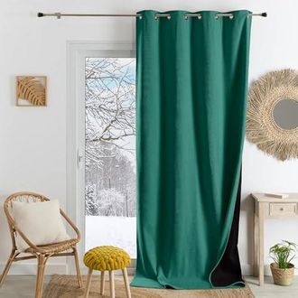 HOME MAISON Home Maison Thermovorhang, halbblickdicht, 140 x 180 cm, Smaragdgr&uuml;n, 8 runde &Ouml;sen, fertig zum Aufh&auml;ngen