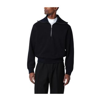 Jil Sander Homme, Sweatshirts et sweats &agrave; capuche, Bleu, Taille: XL SweaT-shirt zipp&eacute; en coton