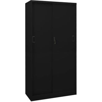 vidaXL Armoire de bureau avec porte coulissante Noir 90x40x180cm Acier - Vidaxl