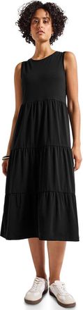 Street One Damen 1408844 Jersey-Kleid mit Volants, Black, 46