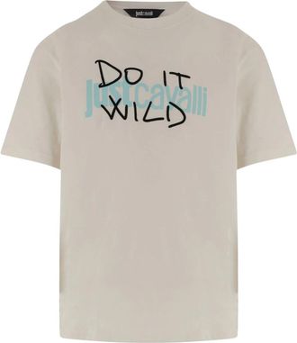 Just Cavalli Homme, Tops, Beige, Taille: M T-Shirt avec Imprim&eacute; Graphique
