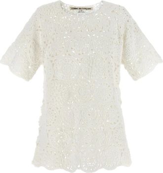 Comme Des Gar&ccedil;ons Femme, Tops, Beige, Taille: 40 FR Macram&eacute; Crewneck T-Shirt