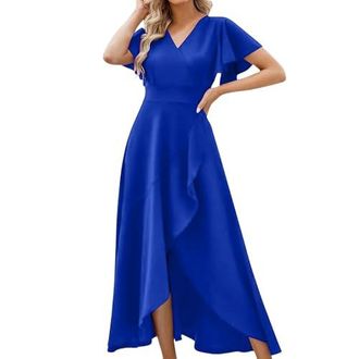Generic Robe Soiree Femme Robe Cocktail Robes de Soirée pour Femmes Robes de Cocktail Robes de Mariée Plissées Élégantes À Col en V (Détachées Les Unes des Au