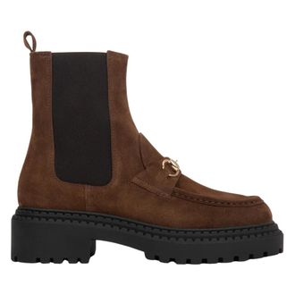Estro & Luminara Italienische Velours Chelsea Boots - - Shoes - Damen - Braun - 36 EU