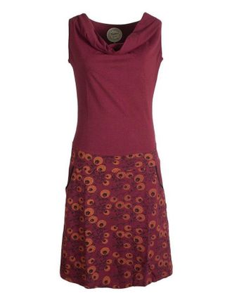 vishes Sommerkleid Kleid Blumen-Muster, Wasserfall-Kragen und Taschen Hippie, Ethno, Goa, Elfen Style