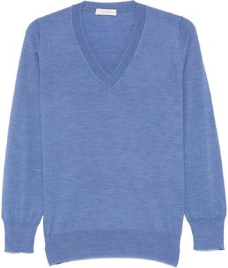 Le Tricot Perugia Pullover mit V-Ausschnitt - Blau