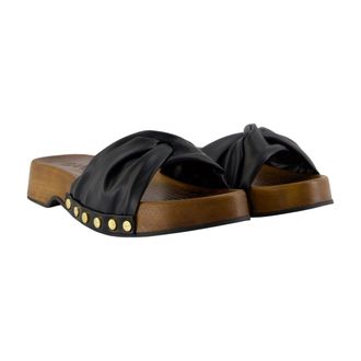 Ganni Womens Tia Fairy Mule Black Calfskin