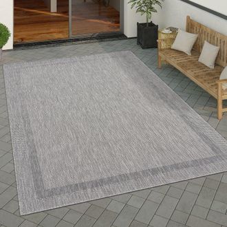 Paco Home Paco Home - Outdoor Teppich Flachgewebe in Sisal-Optik mit Bordüre UV-beständig robust 300x400 cm, Grau 2