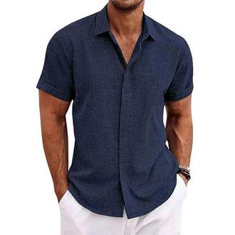 Generic Chemise extensible infroissable et infroissable, bleu marine, 3XL