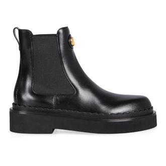 Valentino Garavani Schwarze Leder Chelsea Boots Elastische Eins&auml;tze - - Shoes - Damen - Schwarzk - 36 EU