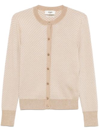 Fendi cardigan à motif FF en jacquard - Marron