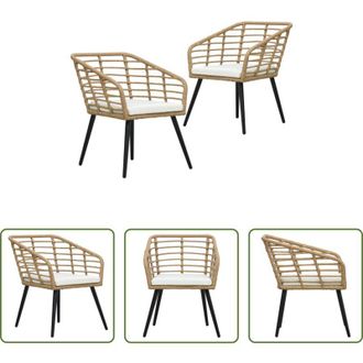 vidaXL vidaXL Eiche - Gartenst&uuml;hle 2 Stk. mit Auflagen Poly Rattan Eiche