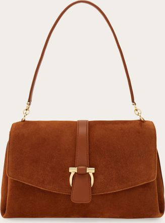 Ferragamo Damen Schultertasche mit Klappe (S) Beige