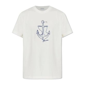 Moncler Homme, Tops, Beige, Taille: 2XL T-shirt avec motif brod&eacute;