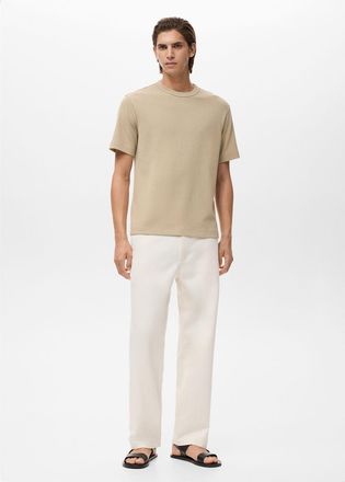 Mango T-shirt en maille fine beige - Homme - XXL - MANGO MAN